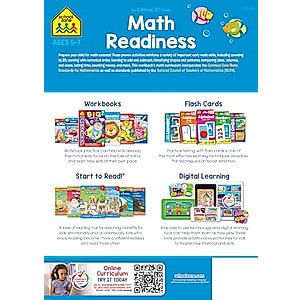 School Zone - Math Readiness Workbook - 64 Pages, Ages 5 to 7, Kindergarten to 1st Grade, Telling Time, Counting Money, Addition, Subtraction, and More (School Zone I Know It!® Workbook Series)