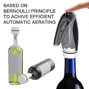 KIEKRO 2 in 1 Electric Wine Aerator, Rechargeable Wine Dispenser Pump, Electric Wine Dispenser, One-touch wine pourer, Suitable for Families, Travel, Parties, Bars,etc (Black)