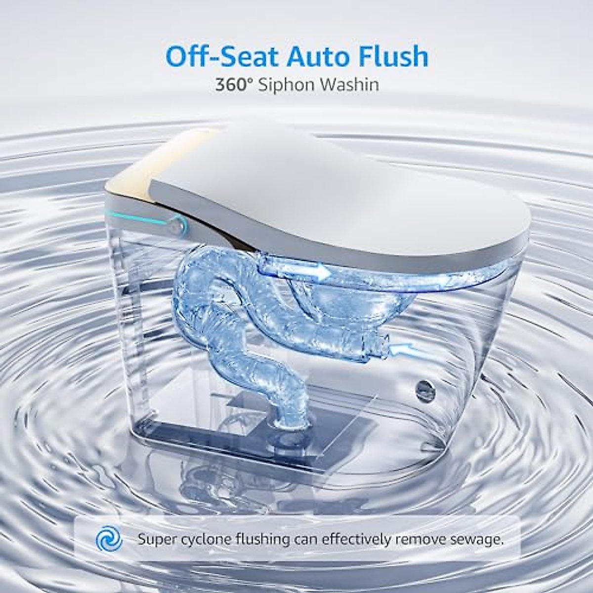 One Piece Elongated Smart Toilet Bidet with Auto Open & Close, Auto Flush, Foot Sensor Flush, LED Temperature Display, Heated Seat and Integrated Multi Function Remote Control