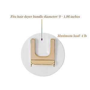 Hair Dryer Holder, Adhesive Blow Dryer Holder, Wall Mounted Hair Dryer Rack, No Drilling Dryer Hanger for Bathroom Decor (White)