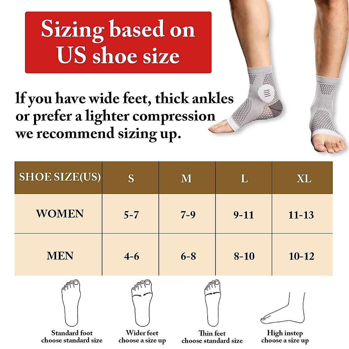 Yanmide 2Pairs Neuropathy Socks for Men and Women - Soothe Relief Socks for Neuropathy Pain Women - Plantar Fasciitis Socks - Anti Fatigue Compression Foot Sleeve Support Brace Sock (L, Gray)