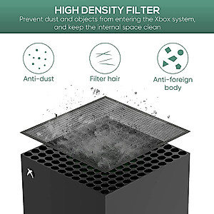 Dust Filter Cover Kit Compatiable for Xbox Series X Dust Filter Cover Top Case Dust Proof Filter Cover Dust Proof Cover for Xbox Series X (Two Sets of dust-Proof nets + Two Pairs of Rocker caps)