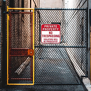 Private Property No Trespassing Sign, Violators Will Be Prosecuted Sign, 12 x 12 Inches Square, 040 Rust Free Aluminum, UV Protected and Waterproof, Weather Resistant, Durable Ink, Easy to Mount