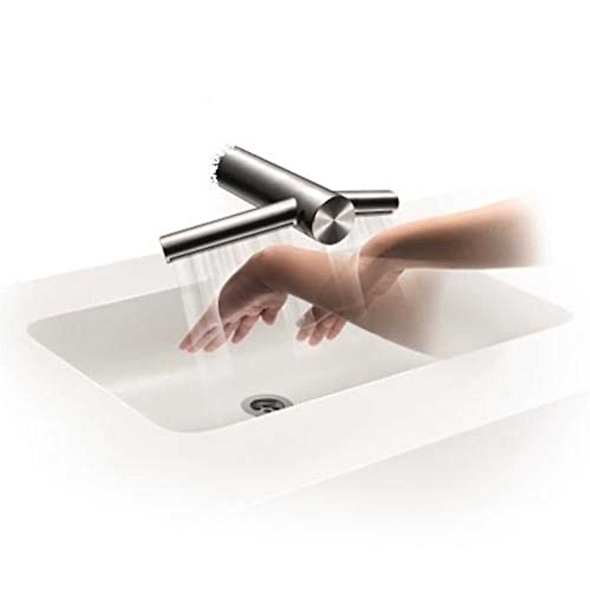 Long Tap Model AB 10 110-127 Volt Combination Hand Dryer and Hands Free Faucet in Brushed Stainless Steel