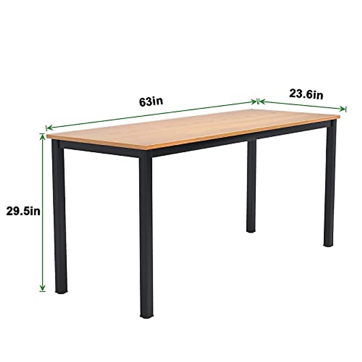 DlandHome 63 inches X-Large Computer Desk, Composite Wood Board, Decent and Steady Home Office Desk/Workstation/Table, BS1-160TB Teak and Black Legs, 1 Pack