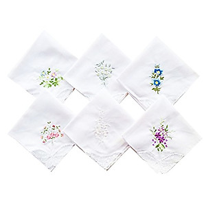 Mix Lot Womens Embroidery Floral Cotton Handkerchiefs Lace Border Wedding Hankies