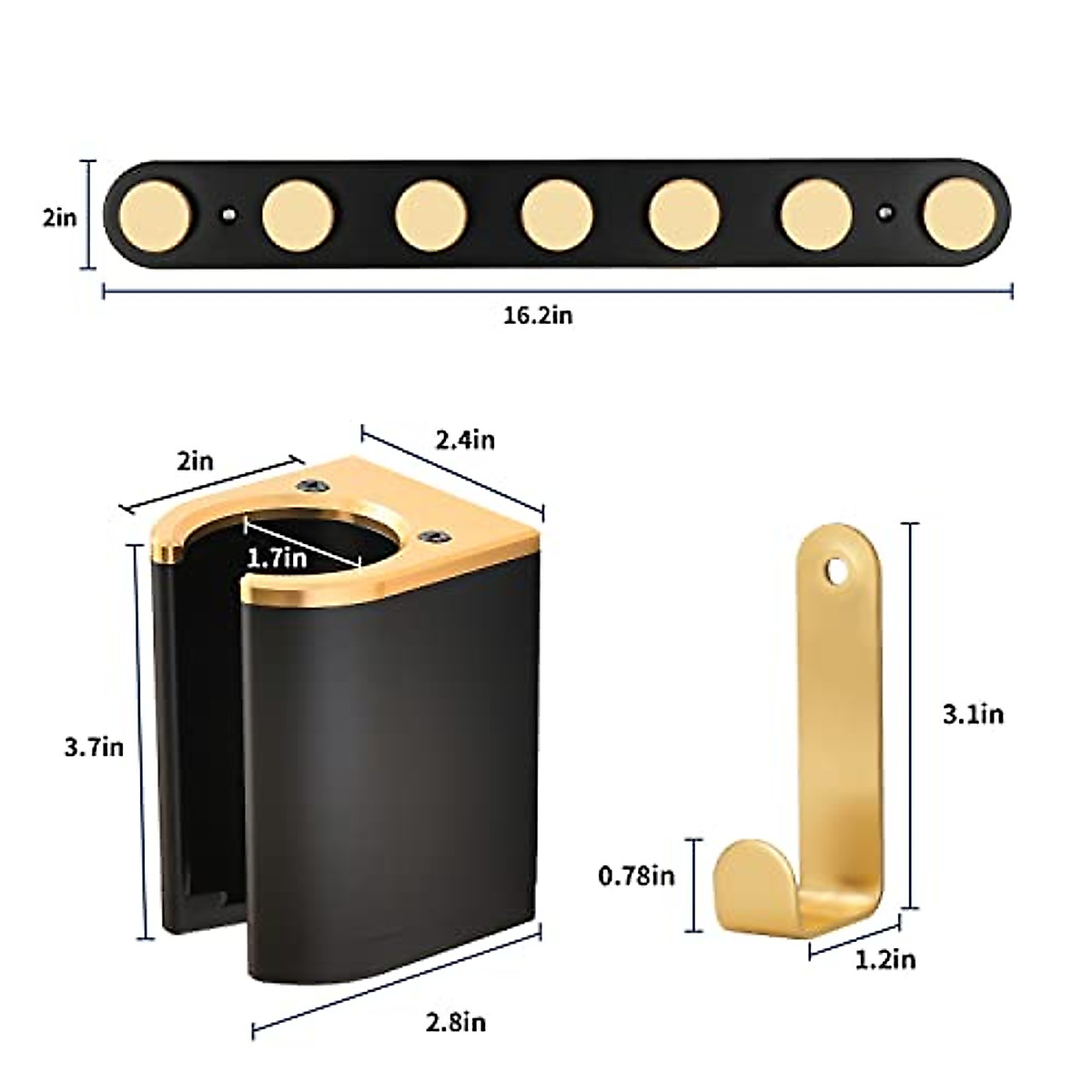 Dyson Airwrap Holder Wall Mount, Storage Holder for Dyson Airwrap Complete, Curling Iron Attachments Rack Dyson Airwrap Organizer, Dyson Airwrap Stand for Bathroom Hair Tool Holder Black, UEMUSI