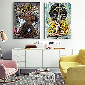 African American King And Queen Wall Art Decor Afro Women Portrait Abstract Canvas Paintings Pictures Prints Bathroom Artwork Posters For men Wall Bedroom Decor For Couples Living Room (No Frame Black Woman, 16x24in(40x60cm))