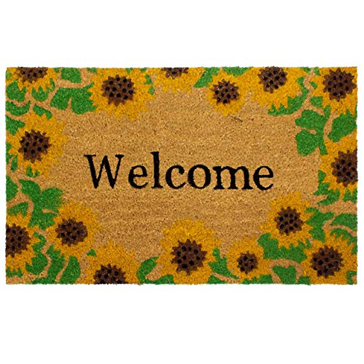 Storm Stopper – Doormat | Welcome Sunflowers | All Weather Heavy Duty Mat | Natural Coir Face | Non-Slip | Outdoor Home Décor | Absorbent, Fade Resistant & Pet Friendly | 18" x 28"