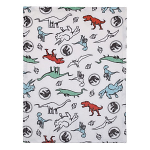 Welcome to The Universe Baby Jurassic World White, Blue, Red and Green Dinosaur Super Soft Baby Blanket