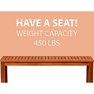 Amazonia Aster Backless Patio Bench | Eucalyptus Wood | Ideal for Outdoors and Indoors, 53", Dark Teak Finish