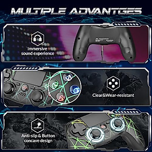 Wireless Controller for PS4,1000mAh Battery -3.5mm Audio Jack -RGB Light and 6-axis Gyro Sensor,Dual-shock Gamepad Joystick Compatible with PS4/PS3/Android/Windows(Crackle Design)