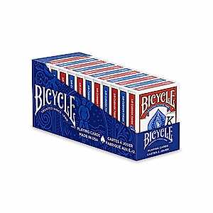 Bicycle Playing Cards, Jumbo Index, 12 Pack,Red & Blue