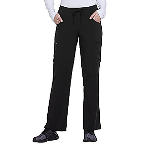 Dickies EDS Essentials Scrubs for Women, Drawstring Cargo Scrub Pants with Four-Way Stretch and Moisture Wicking DK010, XL, Black