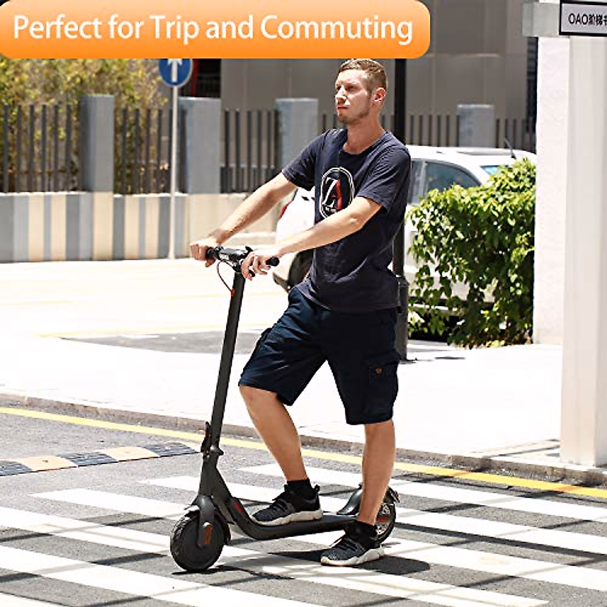 Askmy Adults Electric Scooter - Portable & Foldable Commuter Scooter with Powerful Motor & 3-Speed Mode, Up to 18.6 Miles Long-Range Kick Scooter for Travelling and Leisure