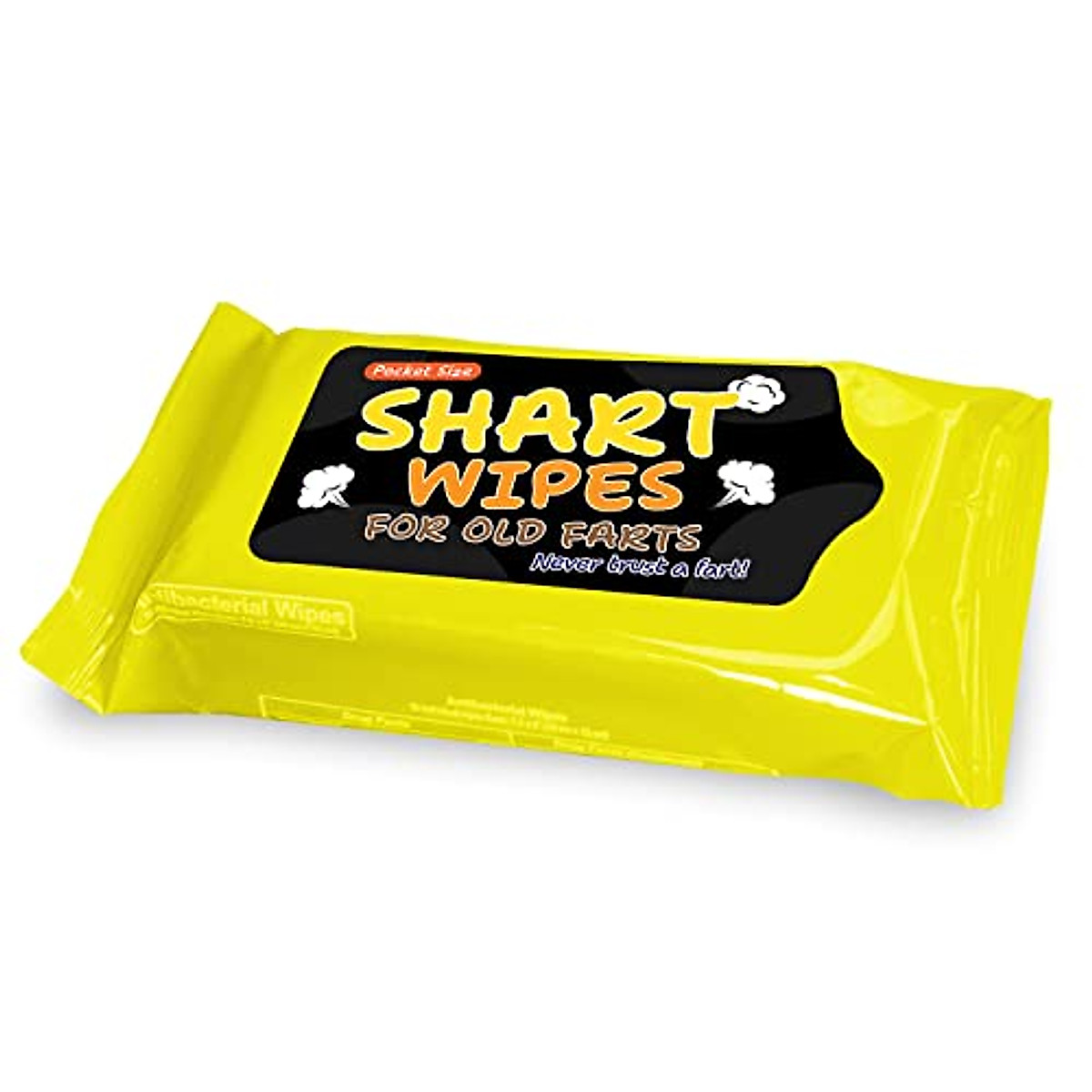 Shart Wipes for Old Farts - Over the Hill Gag Gifts for Mens Birthdays - Prank Gifts for Dads - Stocking Stuffers for Adults - Pocket Size Moist Towelettes, Disposable, 15 count