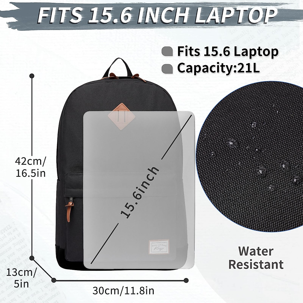 Kasqo School Backpack, Classic Lightweight 14 Inch Laptop Bookbag for Men Women Teens Girls Boys College, Red