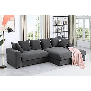 ERYE Oversized 2 Piece Right Facing Sectional Sofa Couches for Living Room, 109.75-Inch L Shaped Convertible Corduroy Upholstered Sofa&Couch with Left Chaise Lounge Daybed