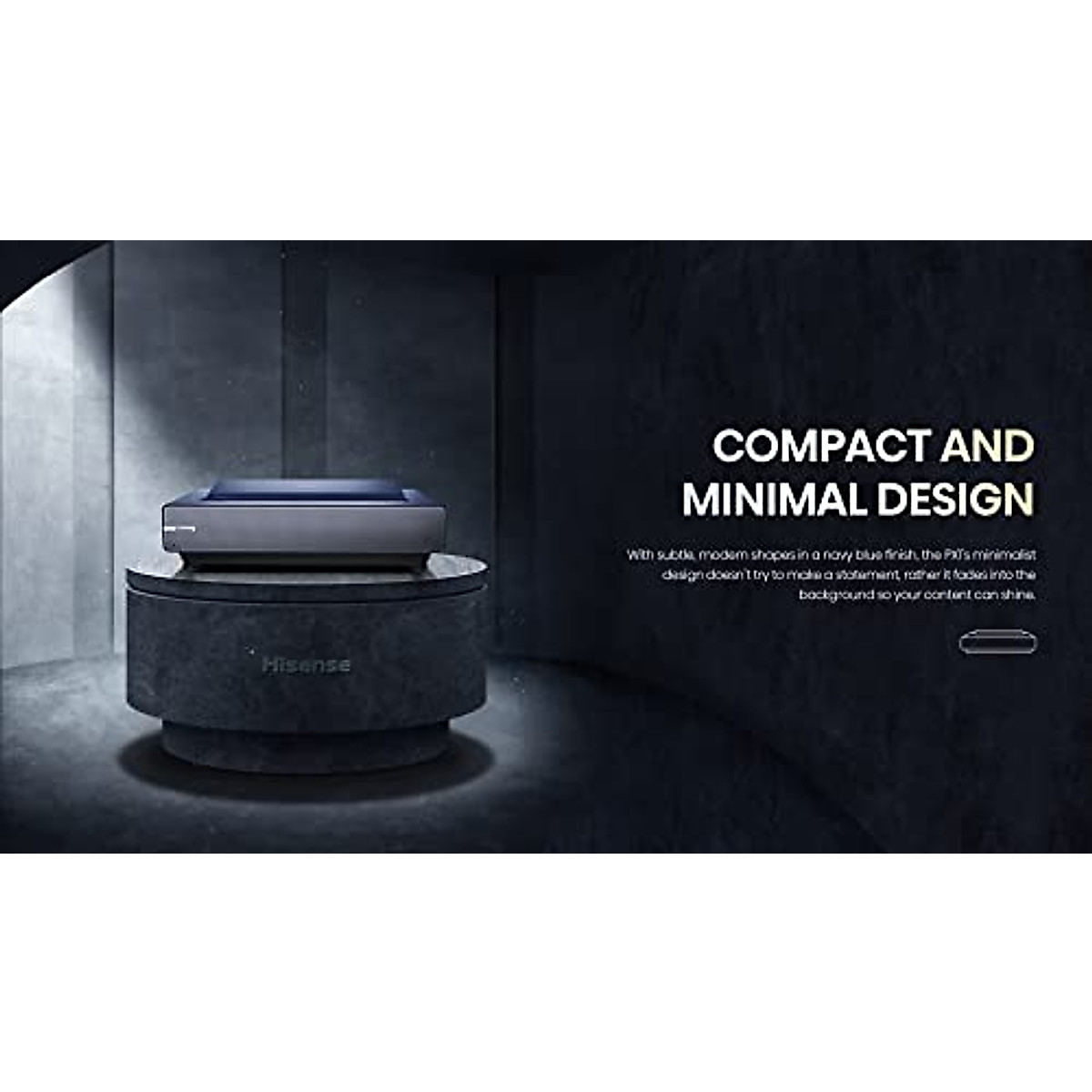 Hisense PX1 4K UHD Triple-Laser UST Ultra Short Throw Projector, 2000 Lumens, Android TV, HDR10, 30W (Stereo) Dolby Atmos, Dolby Vision, Built-in Alexa and Google Assistant