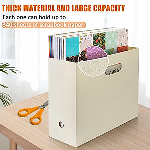 Foldable Scrapbook Paper Storage Organizer, 12x12 Scrapbook Paper Storage, Plastic File Organizer, Beige, 3 Pack