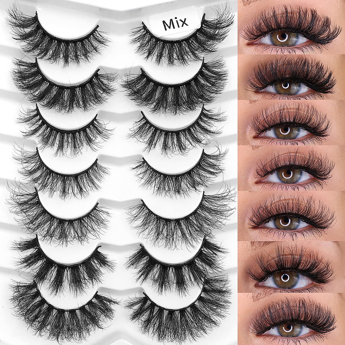 IFLOVEDEKD 7 Styles False Eyelashes 7 Pairs Eyelashes Natural Look 3D Fake Eyelashes 100% Handmade Long Lashes Natural Look Dramatic Lashes Pack Reusable Natural Lashes Soft Fluffy Eye Lashes