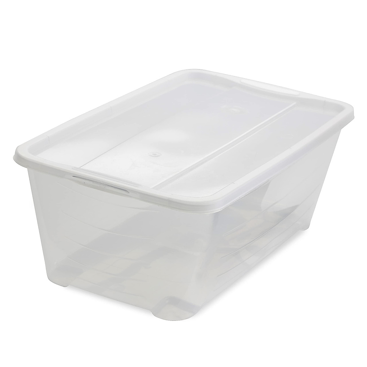 Life Story 6 Liter Shoe, Accessory, and Closet Plastic Storage Box Multi-Purpose Lidded Stacking Tote Containers, Clear (50 Pack)