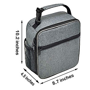 Reusable Insulated Cooler Lunch Bag Leakproof Office Work Picnic Meal Lunch Box with Multi-Pockets for Men Women (Grey, Small)