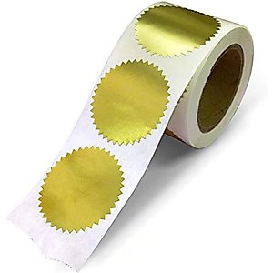 NextDayLabels, 2 Inch Round, Gold Metallic Seals with Serrated Edge for Package, Envelope, Certificate, Wafer, 250 Stickers Per Roll