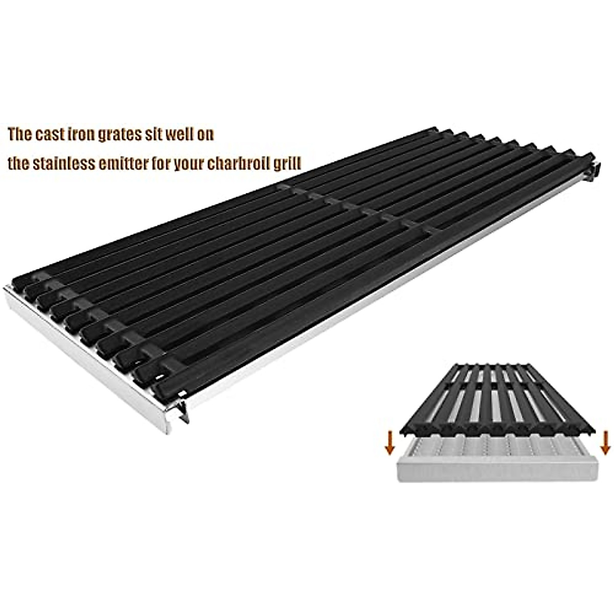 18 7/16" Emitter Plates & Infrared Grill Grates Replacement Parts for G515-4700-W1 G519-A400-W1 & G526-0007-W1 Charbroil Tru-Infrared 463270915, 463246909, 463246910, 463247009, 463247109, 3PCS Set