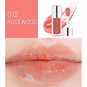 MAEPEOR Hydrating Lip Glow Oil 10 Colors Moisturizing Lip Oil Gloss Non-sticky Transparent Lip Gloss Long Lasting Nourishing Tinted Lip Balm with Big Brush Head (IColors 12)