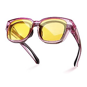 Bloomoak Polarized Large Fit Over Night Driving Glasses/ 2023 Updated AR-Coated Anti Glare/Oversized Night Vision Glasses Over Glasses