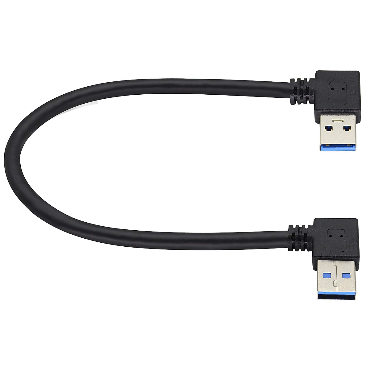 AAOTOKK 90 Degree USB 3.0 A Extension Cable Left & Right Angle USB 3.0 Type A Male to Male Charging and Data Transfer Cable for Hard Drive,Printers,Cameras,Mouse,Laptop Cooler(0.3M/1ft-Black)