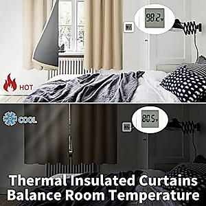 BGment Thermal Insulated 100% Blackout Curtains for Bedroom with Black Liner, Double Layer Full Room Darkening Noise Reducing Rod Pocket Curtain (42 x 84 Inch, Beige, 2 Panels)