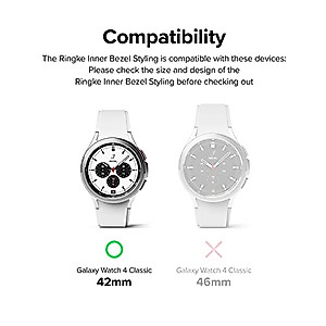 Ringke Inner Bezel Styling Compatible with Samsung Galaxy Watch 4 Classic 42mm, Stainless Steel Anti-Scratch Inner Bezel Ring Protective Cover - 42-IN-03 (ST) Silver