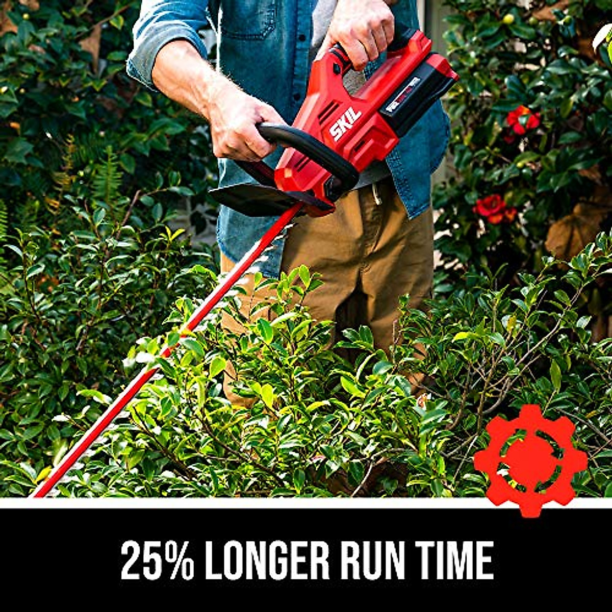 SKIL PWR CORE 40 Brushless 40V 24” Cordless Hedge Trimmer Kit with Dual Action Blade, 3/4'' Cut Capacity, Includes 2.5Ah Battery and Auto PWR Jump Charger - HT4221-10