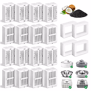 16 Pack Replacement Filters for 360° CupCake Ceramic Pet Fountain, GISOFIK Cat Water Fountain Filters, Triple Filtration Pet Fountain Filter, Ceramic Cat Fountain Filters with 4 Foam Filters