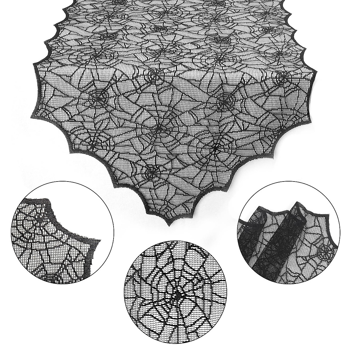 Halloween Table Runner, 18 X 72 Inch Black Lace Spider Web Table Runner, Spider Web Halloween Decorations Halloween Table Decor, Small Table Runner Halloween Table Runners 72 Inches Long Desk Decor