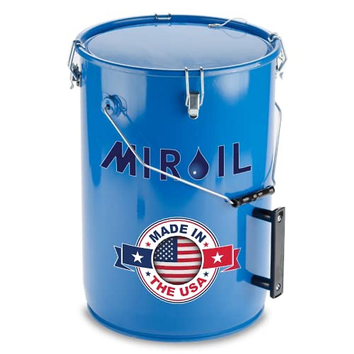 MirOil 30L 6 Gallon Oil Disposal Caddy with Lid Lock | Safe Storage & Transport of Up to 6 Gal of Polishing / Frying Oil | Utility Pail with Heat Shield Fitted Handle | Food Compatible Interior Coating