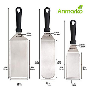 Metal Spatula Griddle Accessories Set - Griddle Scraper Flat Spatula Pancake Flipper Hamburger Turner - Metal Utensil great for BBQ Grill Flat Top Cast Iron Griddle - Commercial Grade