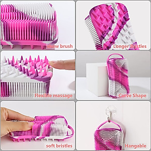 YEALIFE Silicone Body Scrubber, 2 in 1 Body Brush & Hair Scalp Brush for Shower and Bath, Easy Clean, Lathers Well, Stimulating Blood Circulation More Hygienic Than Loofah, Fit Women Men.Camo Purple