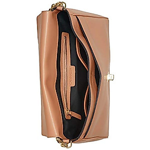 Calvin Klein Soft Lock Lamb Leather Large Convertible Crossbody Shoulder Bag, Caramel