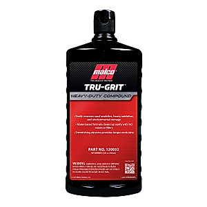 Malco Tru Grit - Heavy Duty Buffing and Polishing Compound for Cars/Automotive Paint Correction and Detailing/Removes 1000-1500 Grit Sand Scratches / 32 Oz. (120032)