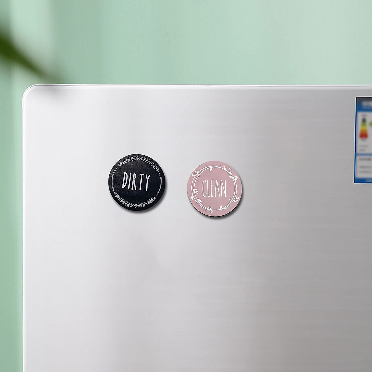 InfantLY Bright Dishwasher Dirty/Clean Magnet Sign Indicator Stickers, 3.5inch Round Universal Double Sided Flip Dish Washer Refrigerator Reversib k006 k006