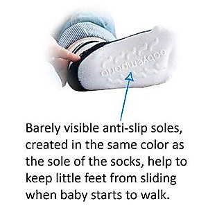Baby Boy Socks with Sneaker Shoe Look-Non-slip Gripper Soles-3 or 6 Pairs-Cotton-Gift Packaged-Baby Shower-Faux Shoelaces
