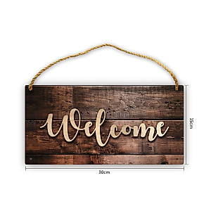 Granbey Welcome Door Sign Wall Sign with Hanging String Sign Wall Art Home Decor For Farmhouse Porch Outdoor Home Front Door Sign Decor 6"x11" Inch