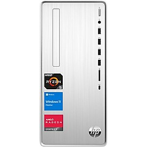 HP Newest Pavilion Desktop, AMD Ryzen 5 5600G, AMD Radeon Graphics, 32GB RAM, 1TB PCIe SSD + 2TB HDD, USB Type-C, HDMI, VGA, Bluetooth, Wi-Fi, Windows 11 Home, Silver