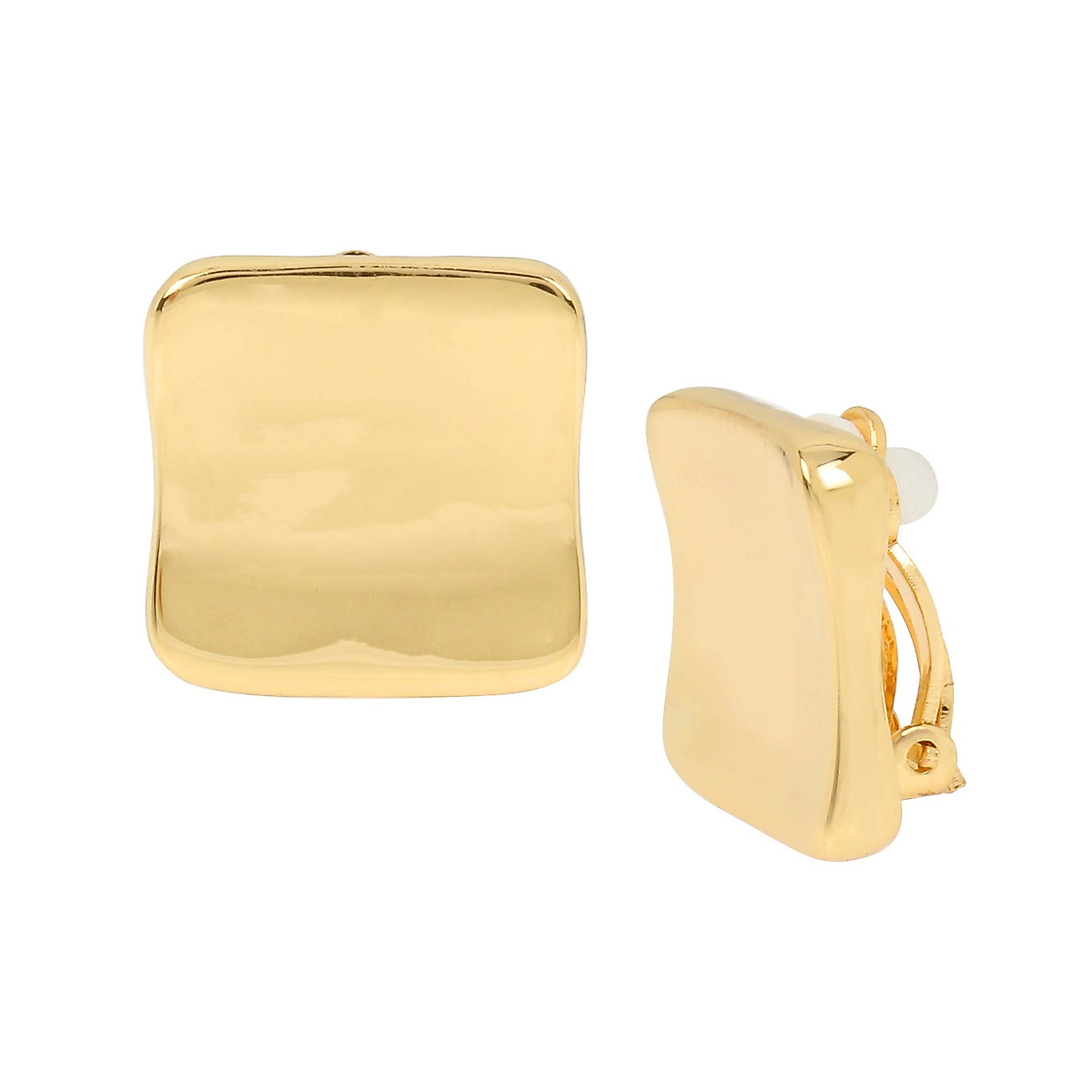 Robert Lee Morris "Metal Band" Sculptural Square Button Stud Clip-On Earring