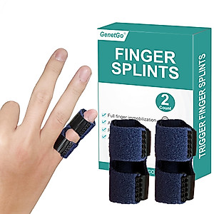 GenetGo Small Trigger Finger Splint - 2 Pack Pinkie Finger Brace for Broken Finger, Finger Knuckle Immobilization for Arthritis Pain, Sport Injuries