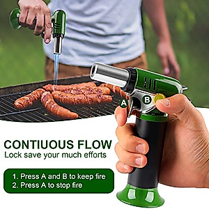 Koackl Butane Torch with Fuel Gauge, Refillable Kitchen Torch Lighter with Safety Lock and Adjustable Flame, One-handed Operation Blow Torch for Creme Brulee, BBQ(Butane Gas Is Not Included)
