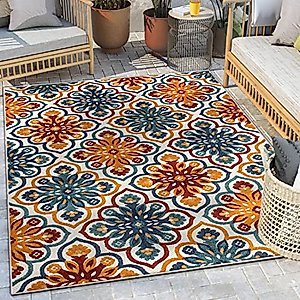 Well Woven Dorado Devotion Beige Modern Floral 5'3" x 7'3" High-Low Indoor/Outdoor Area Rug